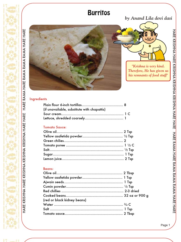 ISKCON Desire Tree - Burritos | PDF | Burrito | Western Cuisine