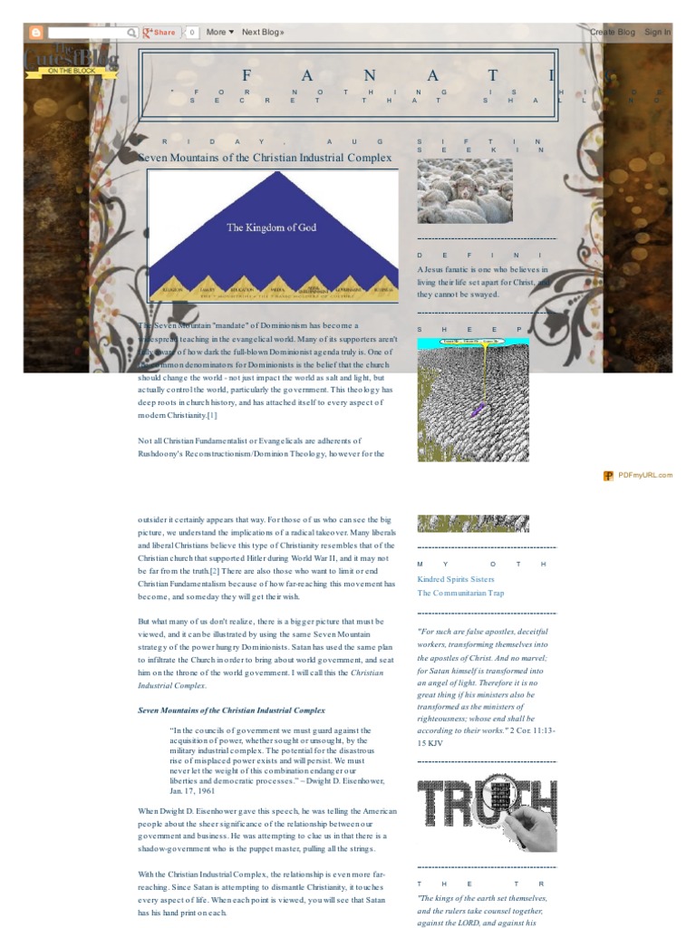 CNP - Fanatic For Jesus - The 7 Mountains of Christian Dominionism ...