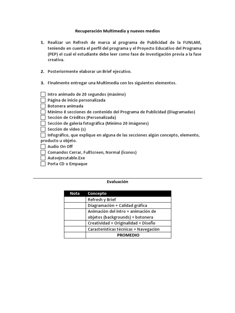 Checklist Multimedia | PDF