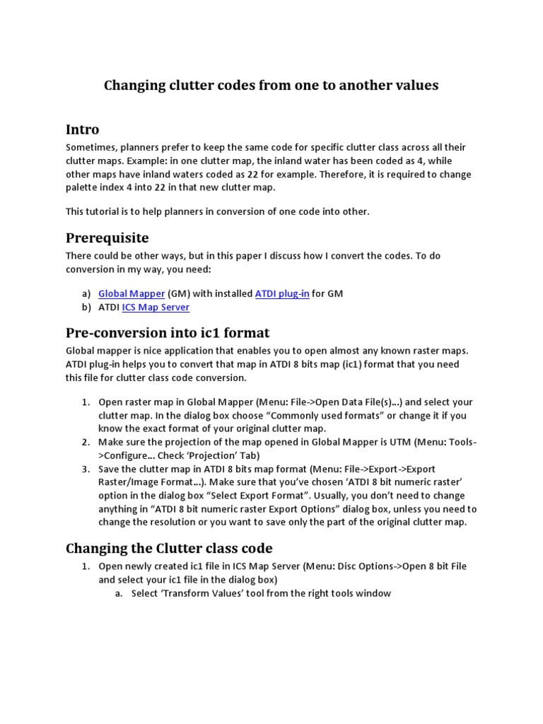 How To Change Clutter Class Codes | PDF | File Format | Map