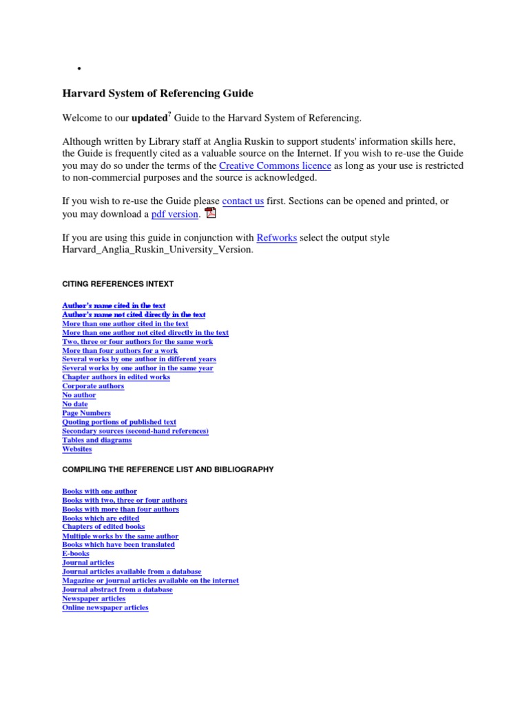 Harvard System of Referencing Guide | PDF