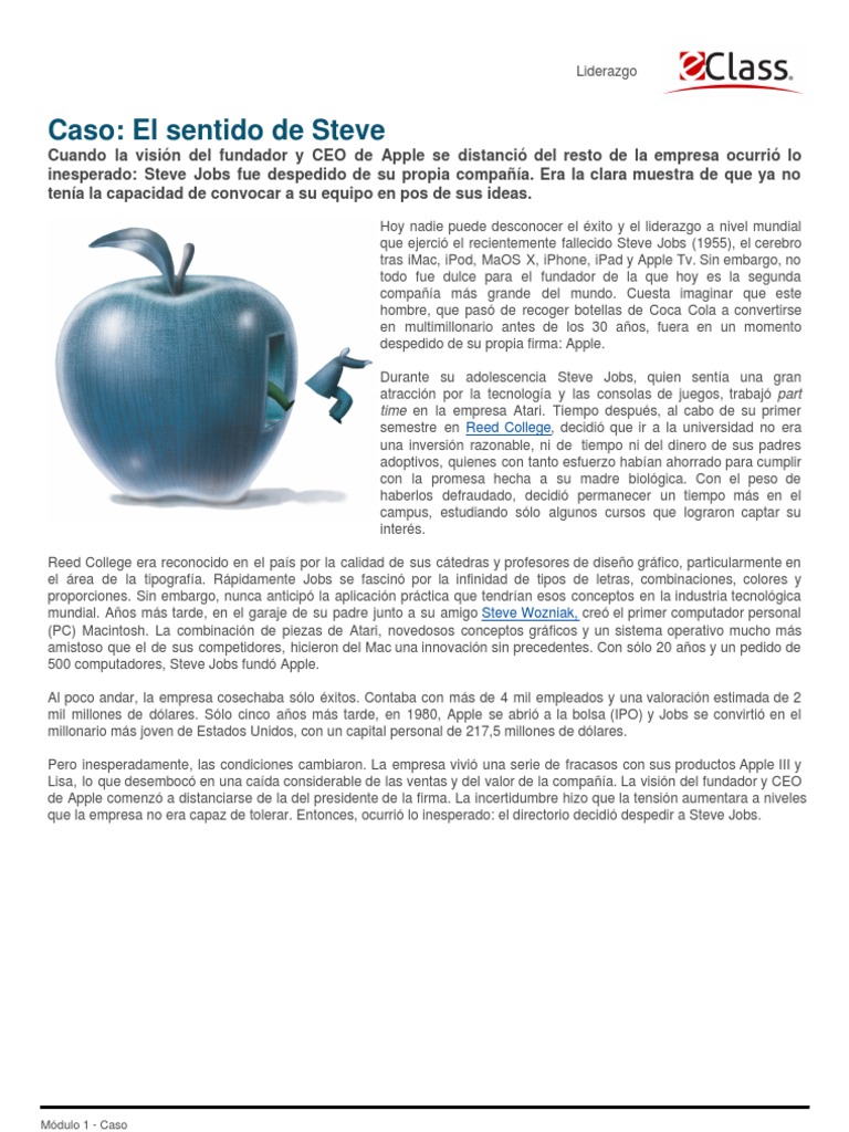 Caso - El-Sentido-De-Steve PDF | PDF | Apple Inc. | Steve Jobs
