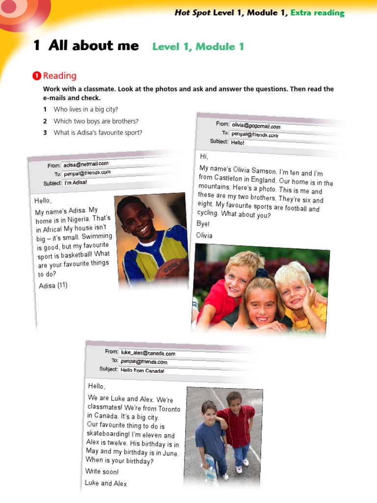 Level 1, Module 1 Hot Spot Extra Reading | PDF | Reading Comprehension ...