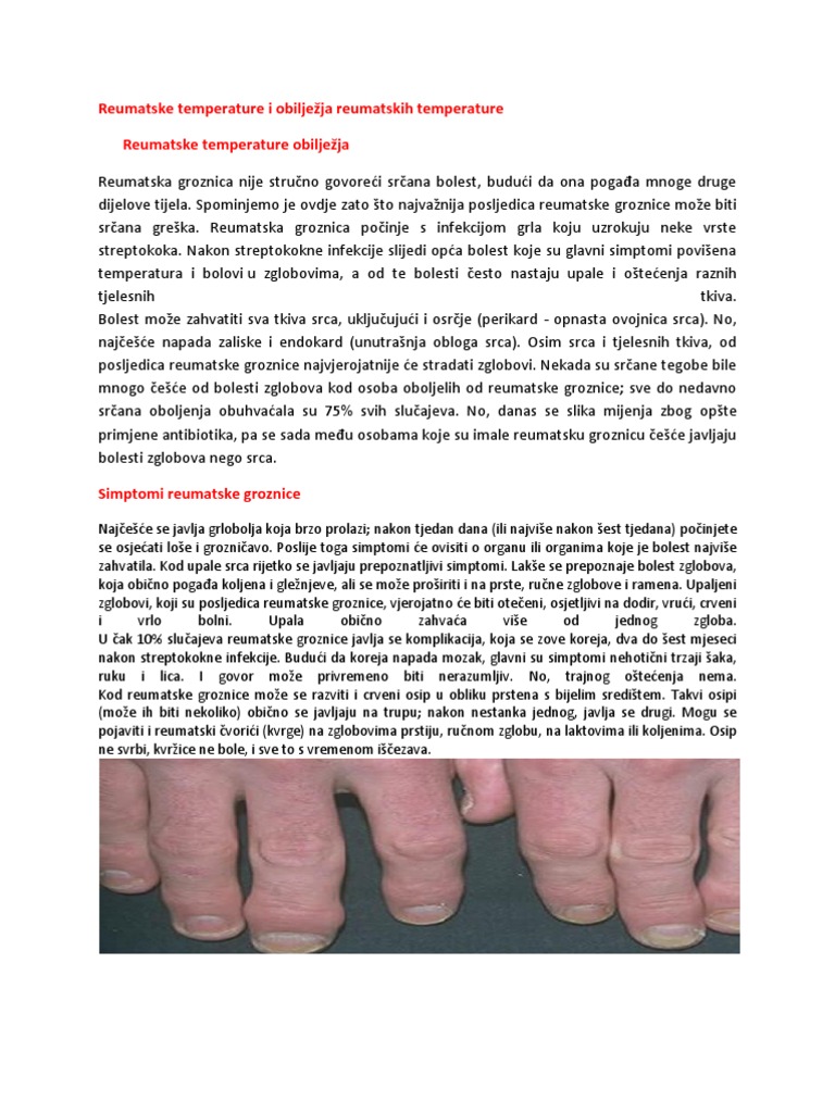 Reumatske Temperature I Obilježja Reumatskih Temperature | PDF