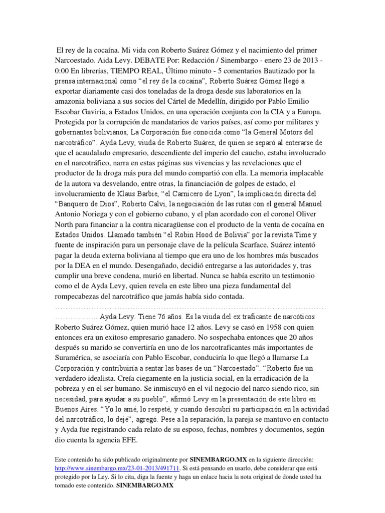 La Vida con el Rey de la Cocaína | PDF | Thriller y crimen