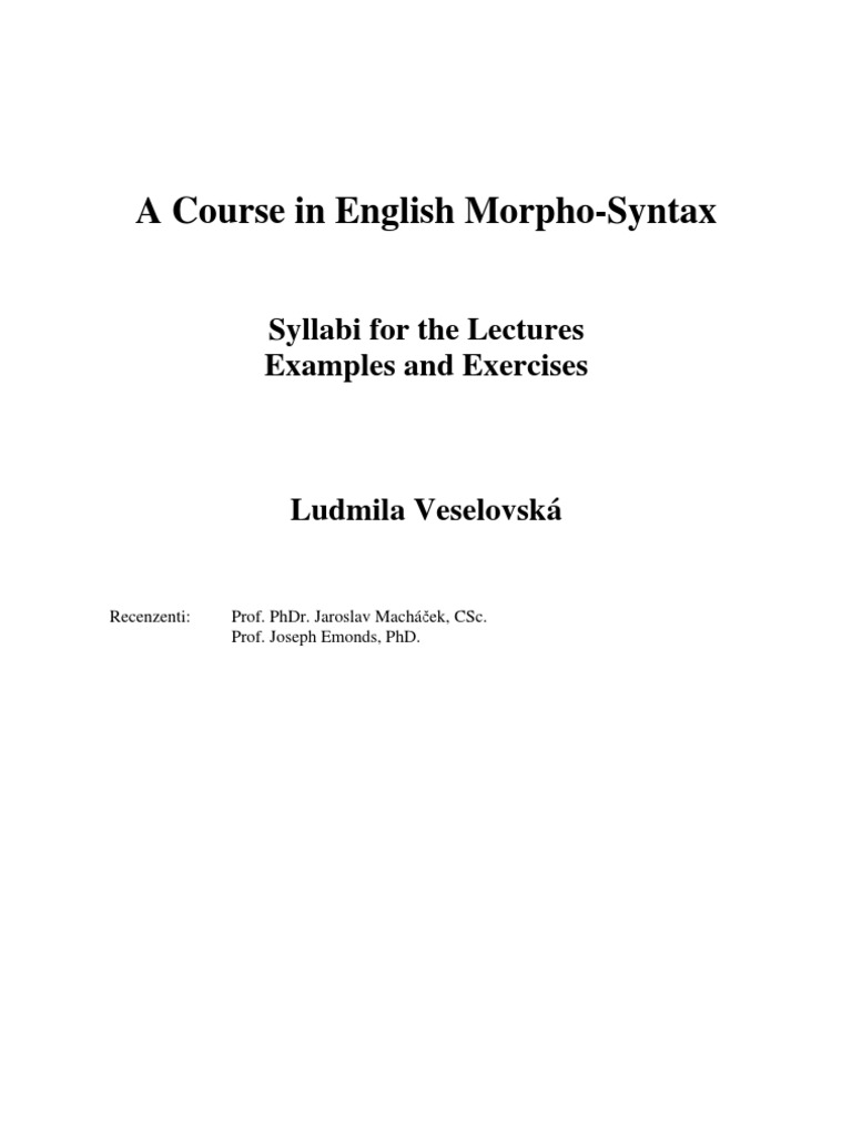 A Course in English Morpho-Syntax | PDF | Morphology (Linguistics) | Verb