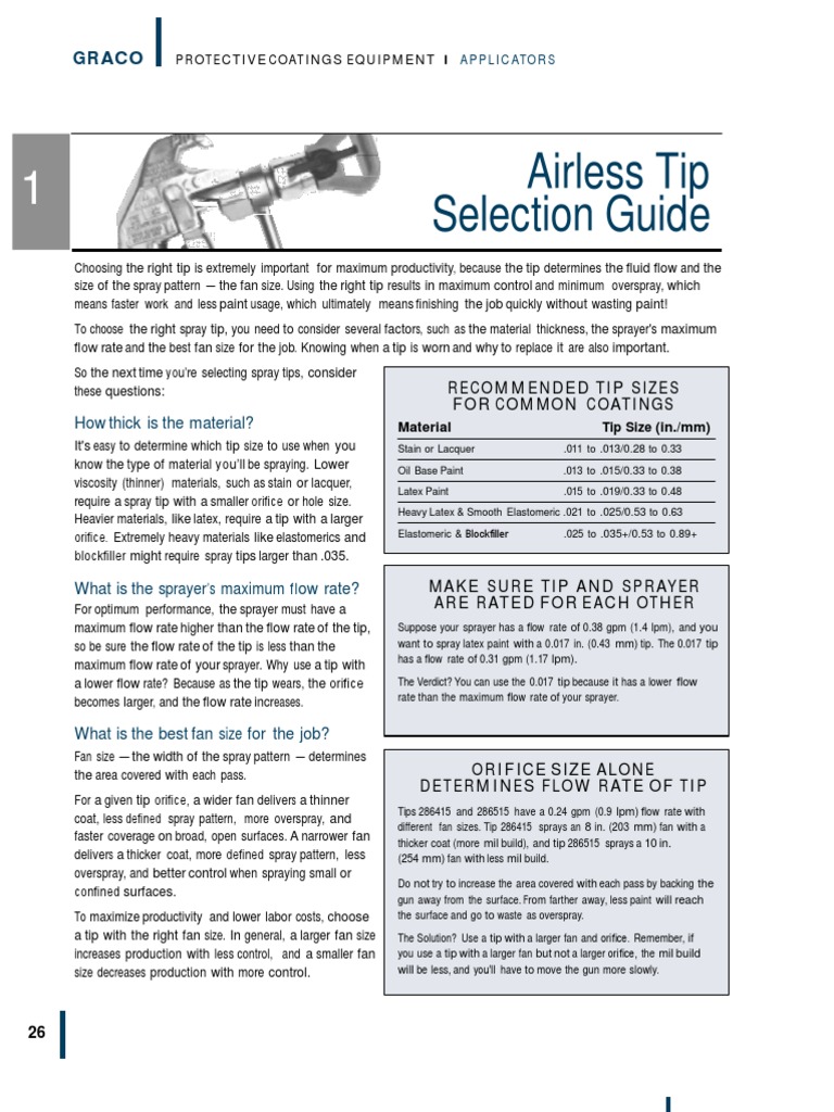 Graco Airless Tip Selection Guide | PDF | Paint | Pounds Per Square Inch