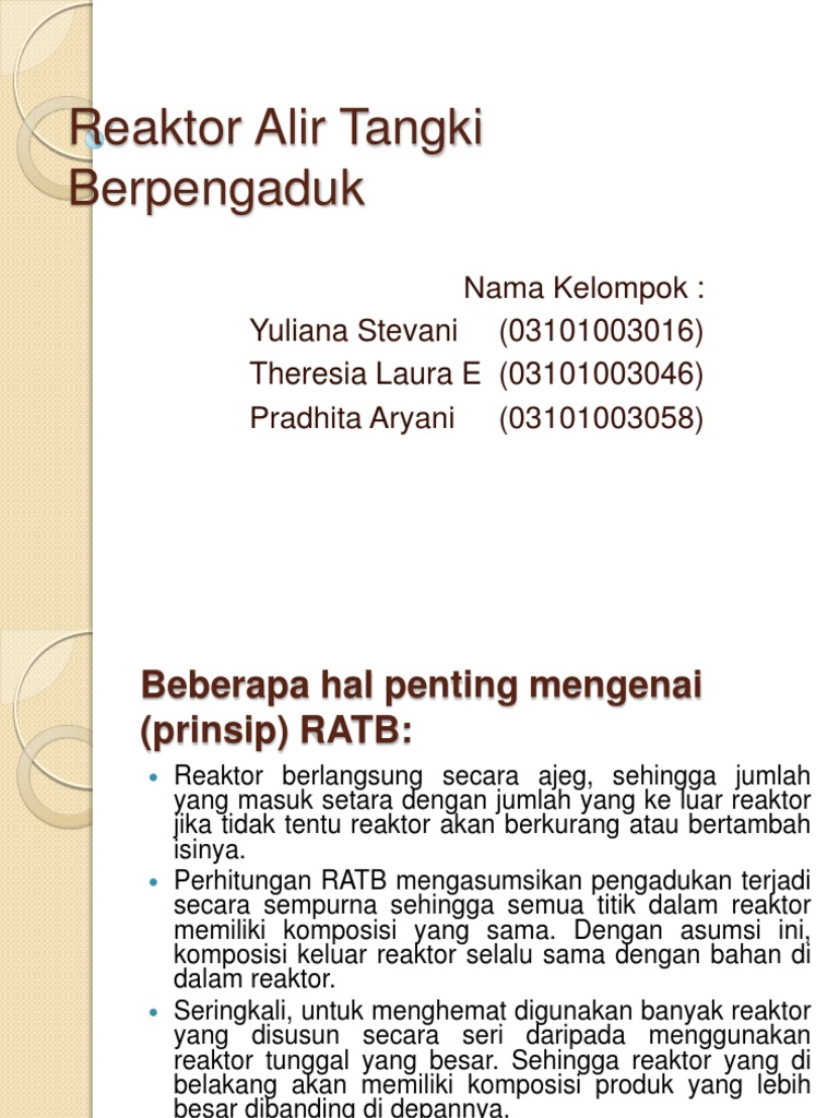 Reaktor Alir Tangki Berpengaduk | PDF