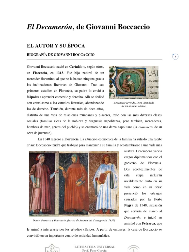El Decamerón, de Giovanni Boccaccio | PDF | El decameron | Giovanni Boccaccio