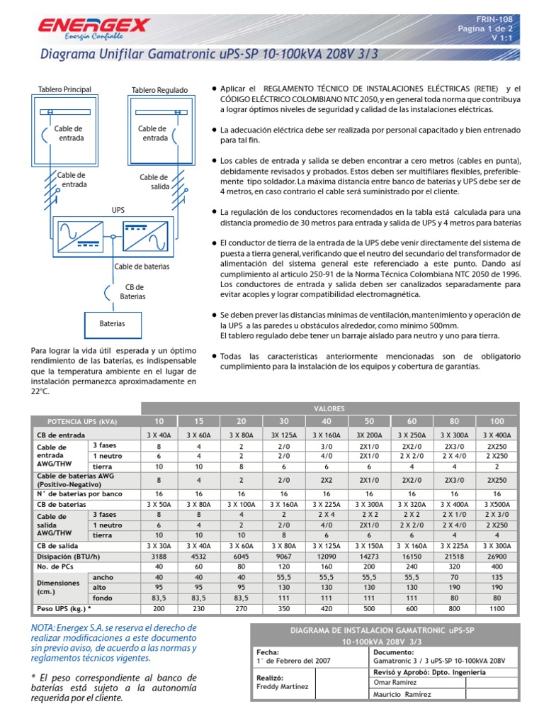 Diagrama Unifilar Gamatronic uPS-SP 10-100kVA | PDF | Electricidad | Electromagnetismo