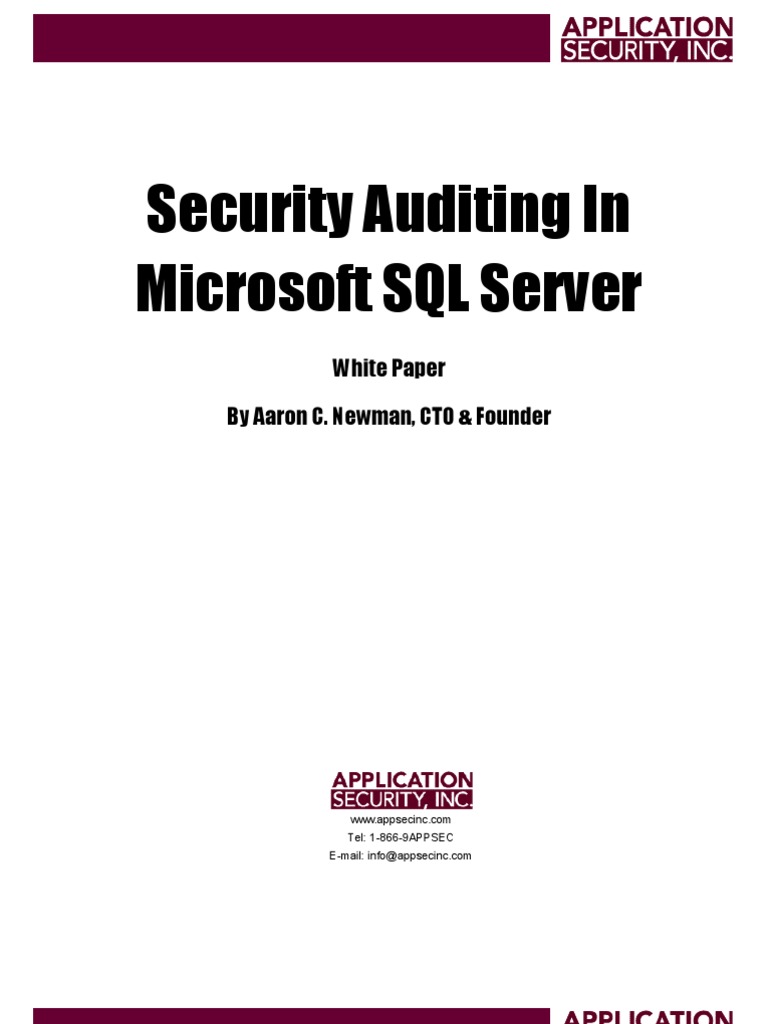 Security Auditing MSSQL | PDF | Microsoft Sql Server | Databases