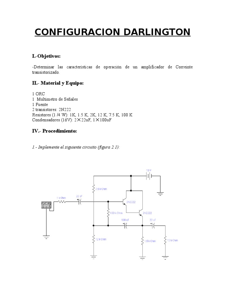 Configuracion Darlington | PDF | Medición | Impedancia eléctrica