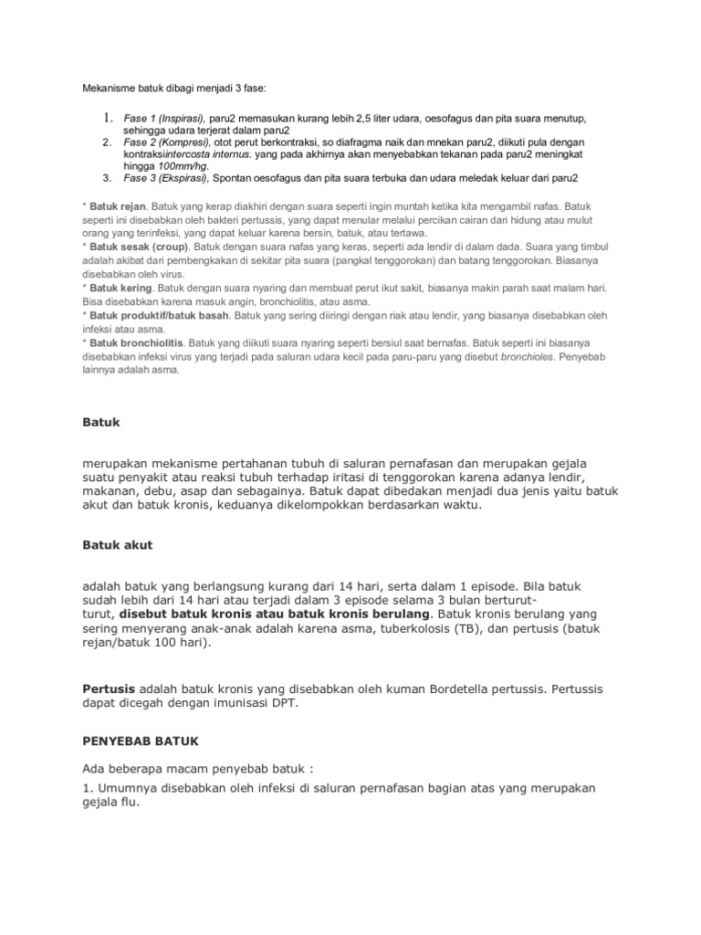 Mekanisme Batuk Dibagi Menjadi 3 Fase | PDF
