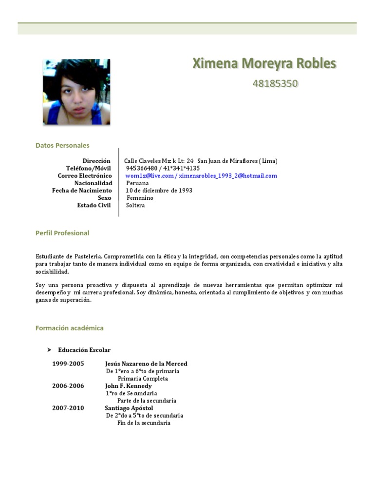 Curriculum Ximena Moreyra | PDF | Lima | Perú