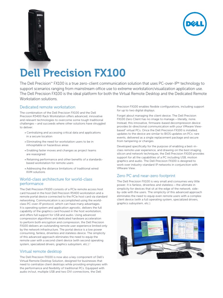 Dell Precision FX100 Spec Sheet | PDF | Workstation | Usb