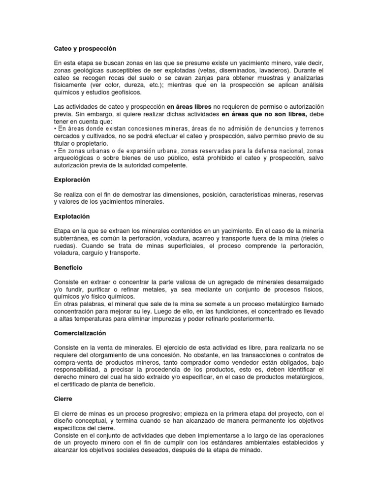 Cateo y prospección en minería | PDF | Minería | Metal y mineral