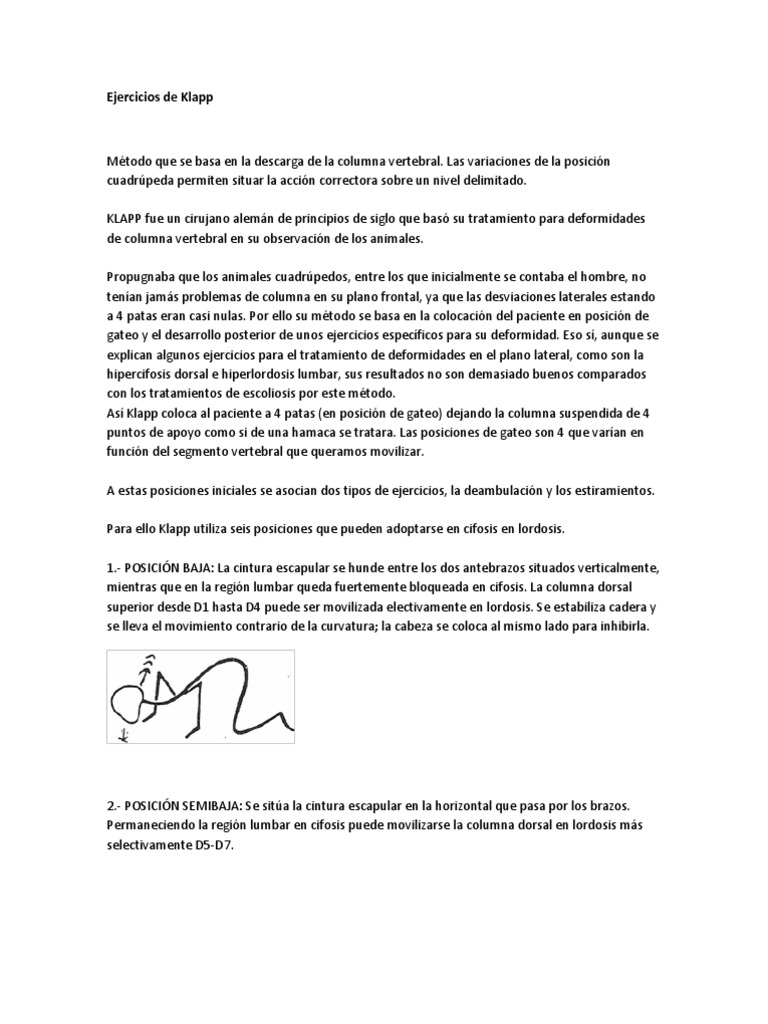 Ejercicios de Klapp PDF | PDF | Escoliosis | Términos anatómicos de ...