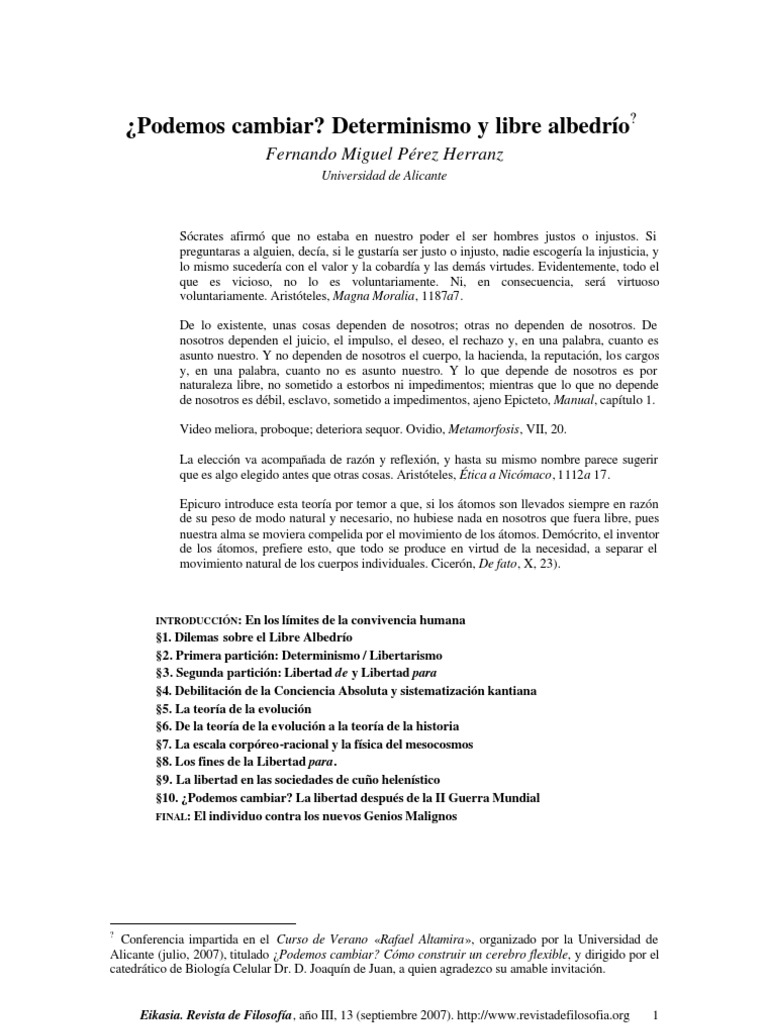 Determinismo y Libre Albedrío | PDF | Ciencias sociales | Filosofía