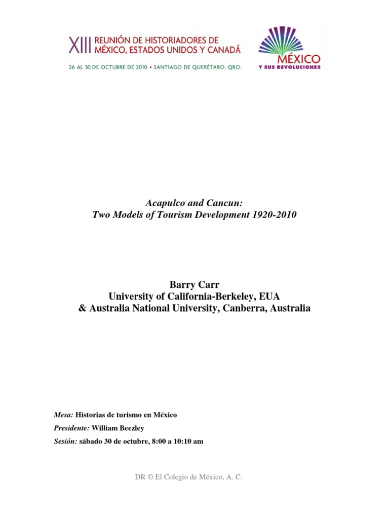 Barry Carr - Acapulco and Cancun: Two Models of Tourism | PDF ...