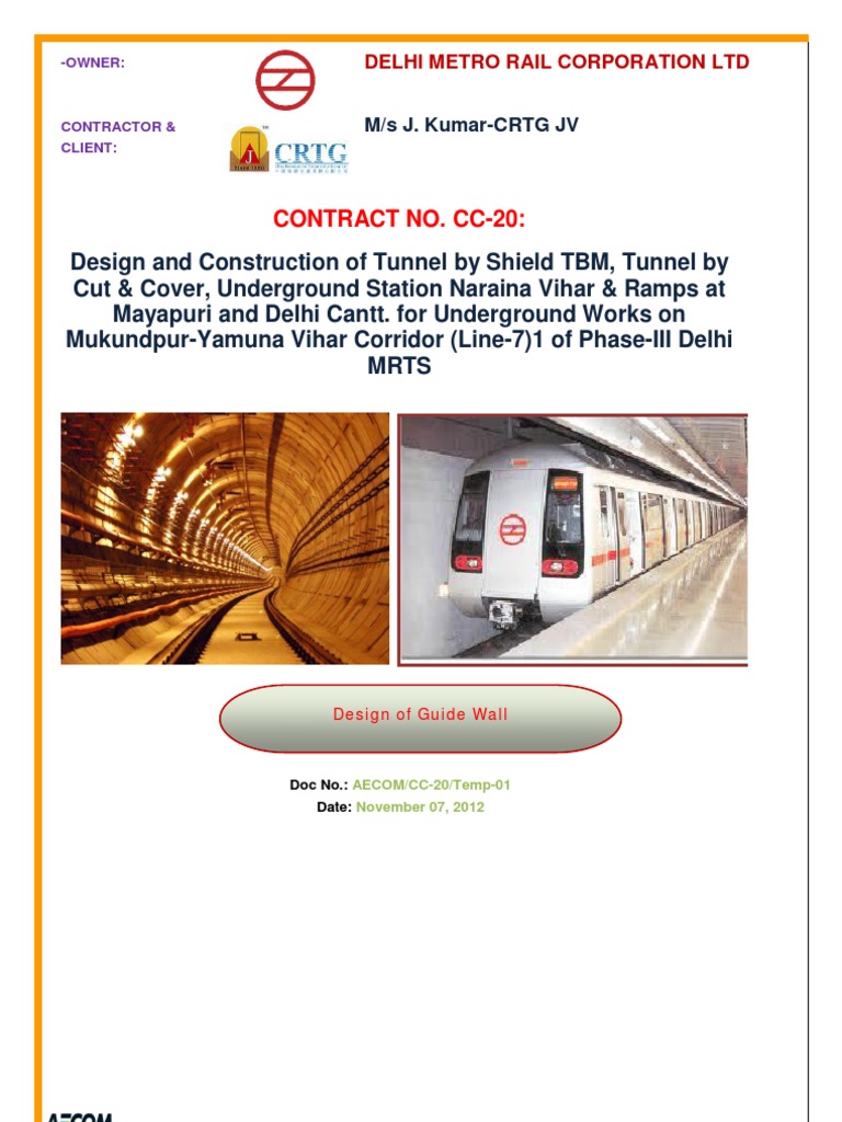Aecom Cc20 Temp 01 P r2 Design Calc. GW | PDF | Tunnel | Civil Engineering
