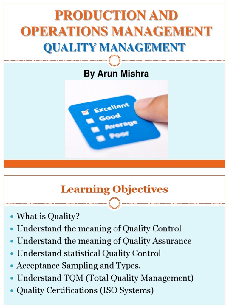 Quality Management: Production and Operations Management | PDF ...