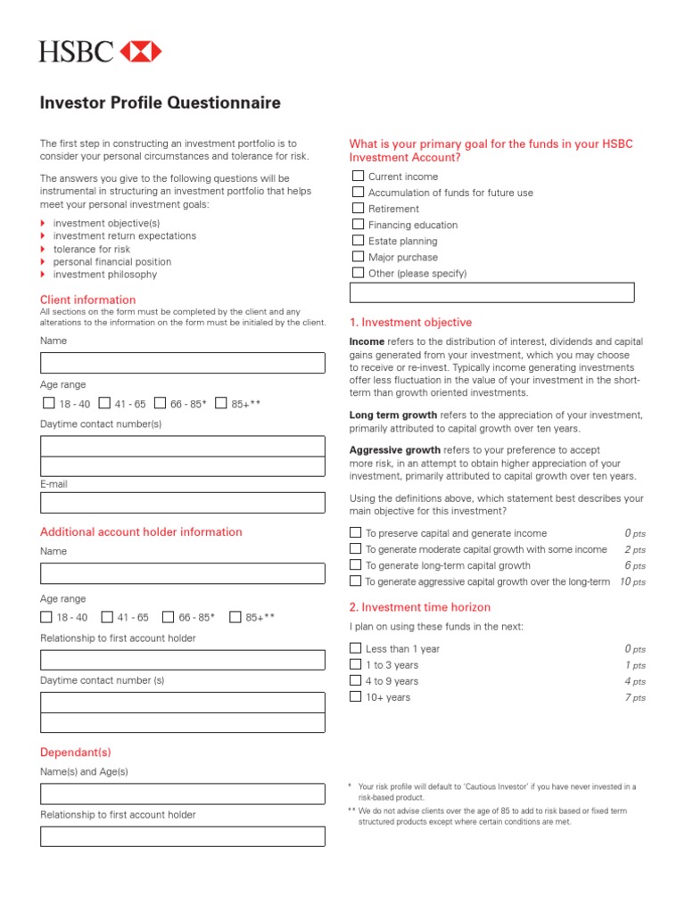 Risk Profile Questionnaire.pdf | Investment Fund | Investor