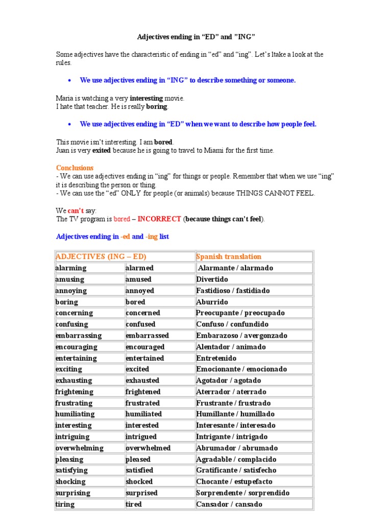 Understanding ED and ING Adjectives | PDF