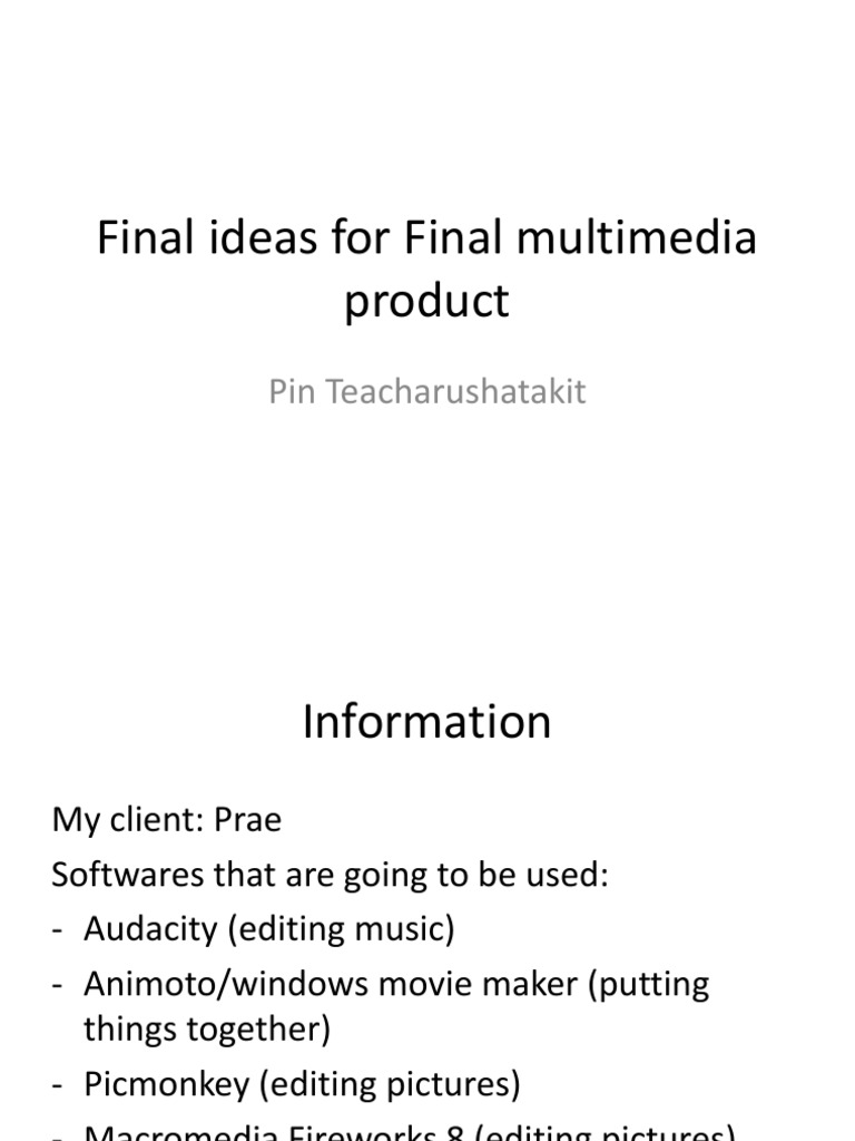 Final Ideas For Final Multimedia Product | PDF | Leisure | Computing ...