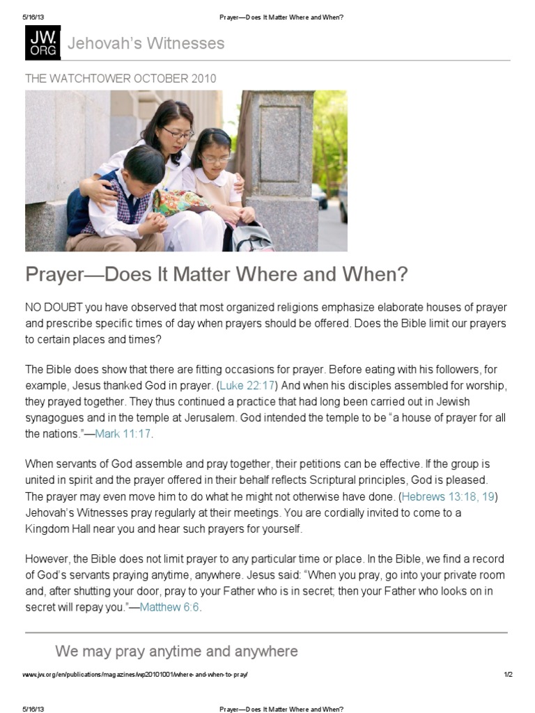 Prayer-Does It Matter Where and When? | PDF | Prayer | Jesus