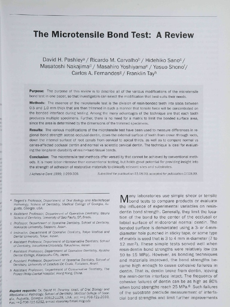 Microtensile Bond Test Insights | PDF | Dental Composite | Tooth Enamel