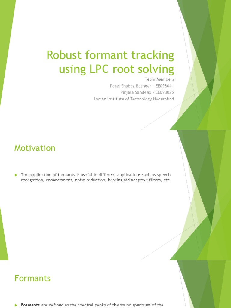 Formant Tracking Using LPC Root Solving | PDF | Moving Average | Filter (Signal Processing)