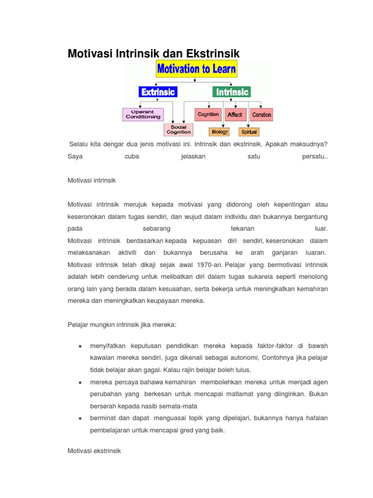 Motivasi Intrinsik Dan Ekstrinsik | PDF
