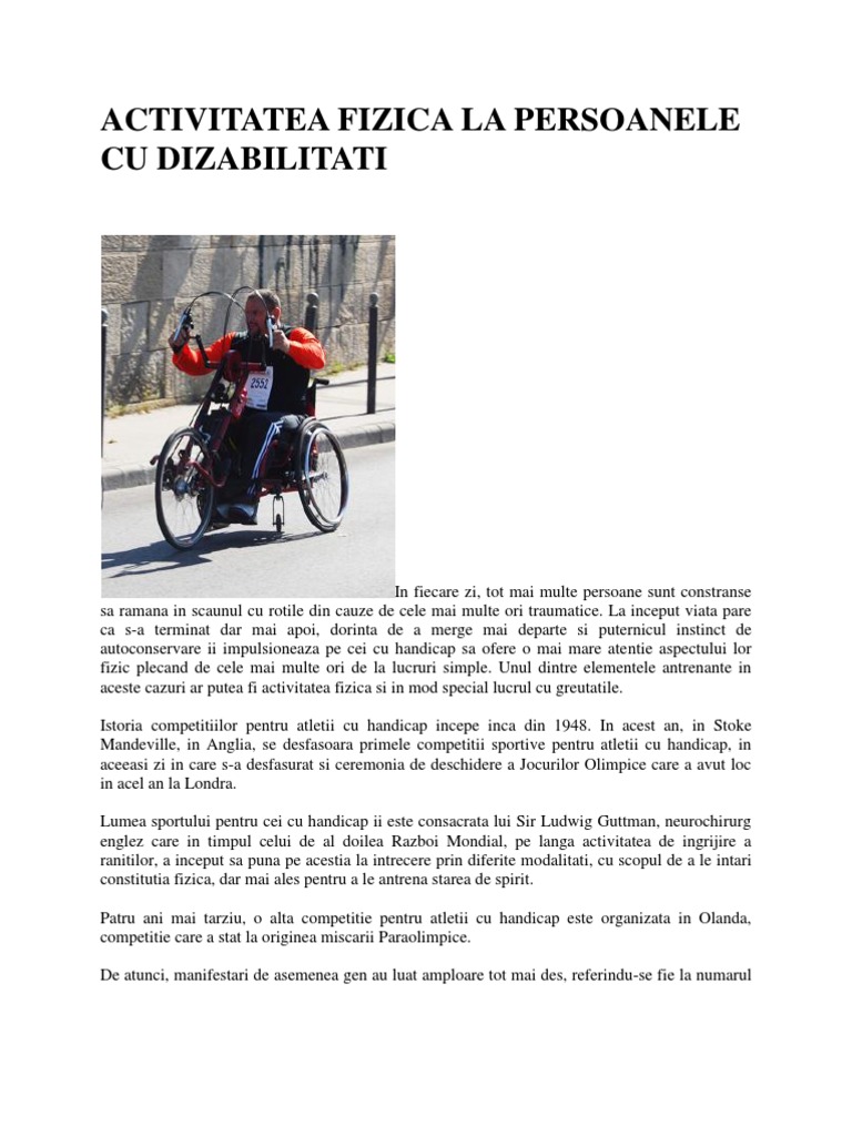 Activitatea Fizica La Persoanele Cu Dizabilitati | PDF