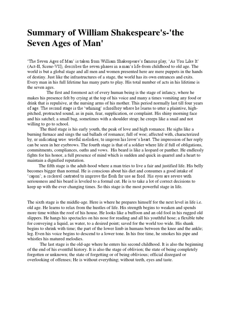 Shakespeare's Seven Ages of Man Summary | PDF