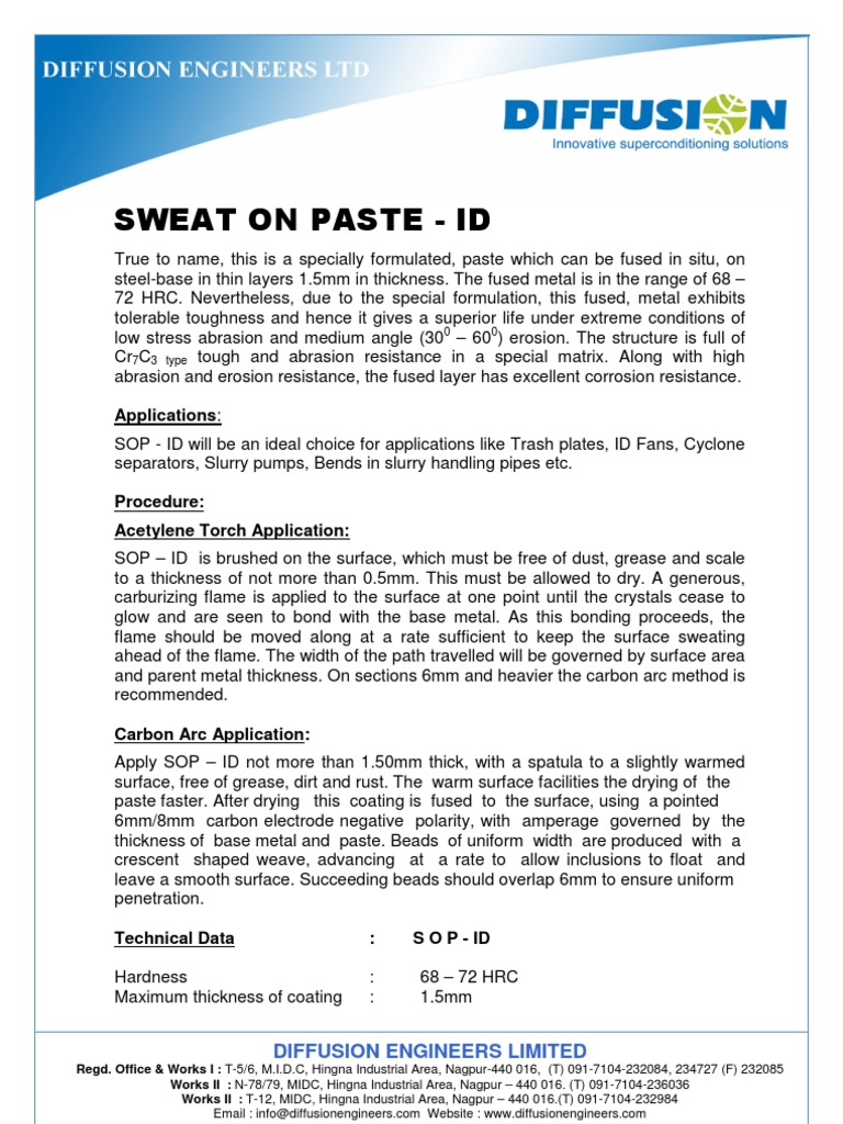 Sweat On Paste - Id | PDF | Metals | Wear