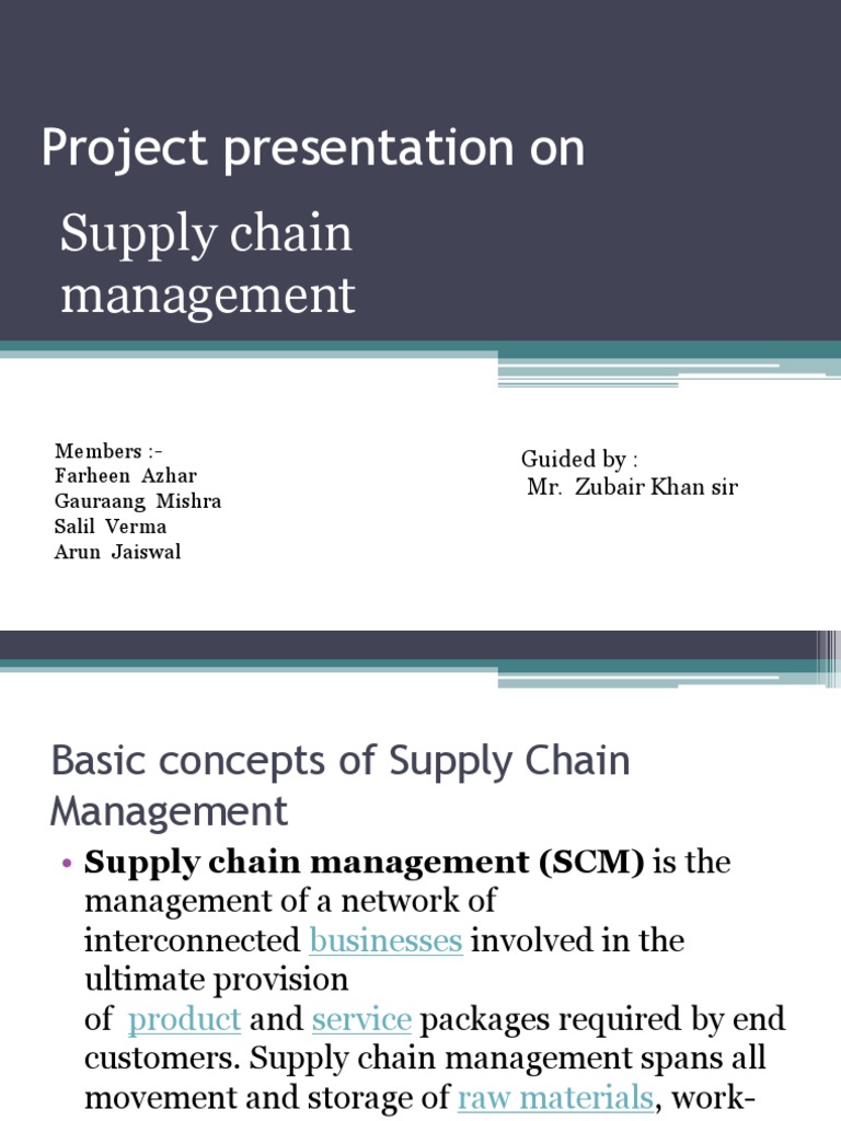 Project Presentation On Supply Chain Management: Members:-Farheen Azhar ...