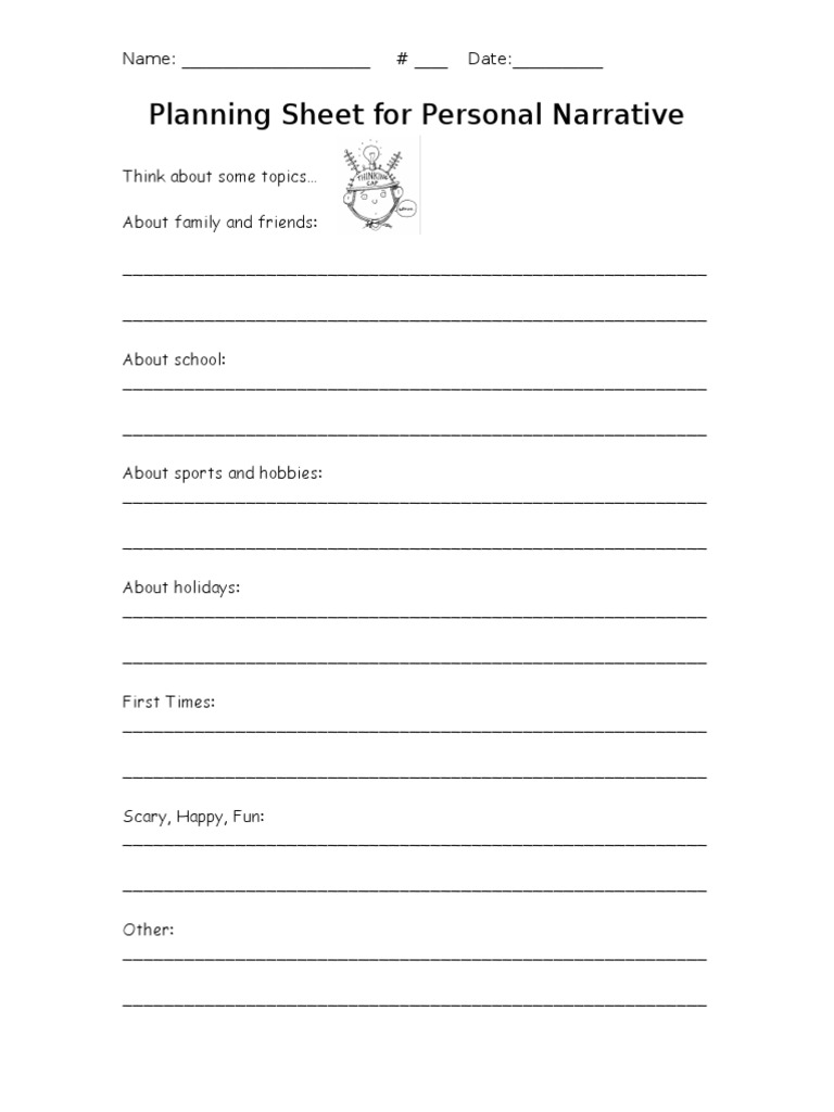 Personal Narrative Planning Sheet | PDF