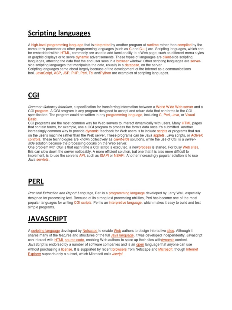 Scripting Languages | PDF | Scripting Language | Dynamic Web Page Scripting Languages | PDF | Scripting Language | Dynamic Web Page