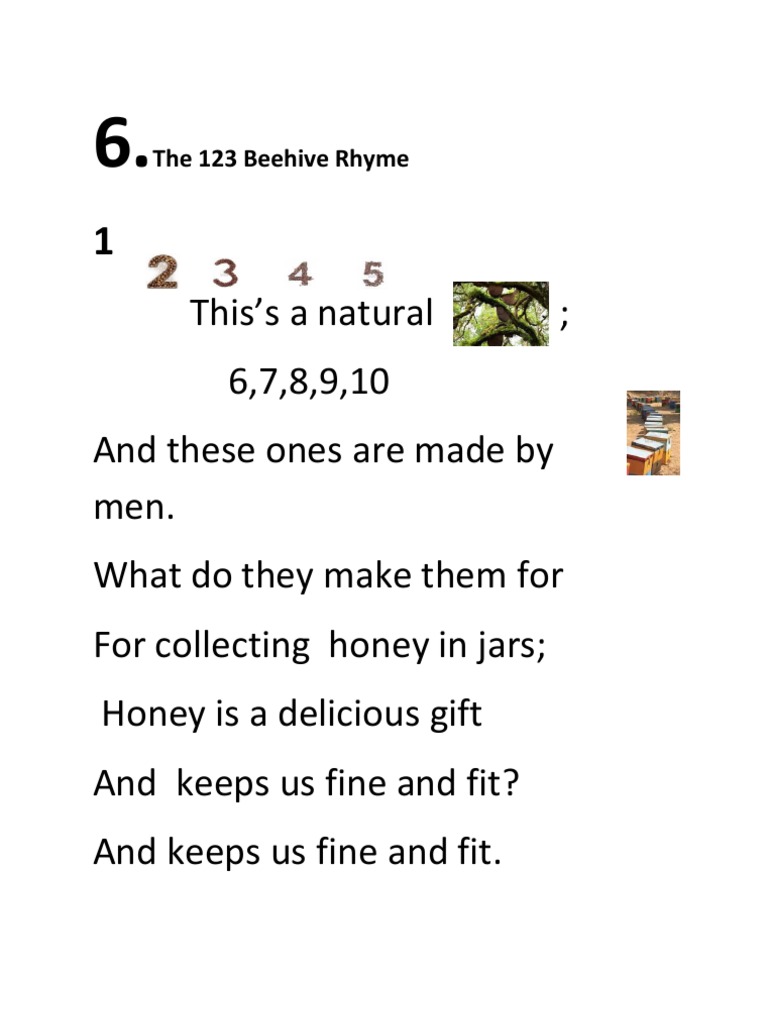 The 123 Beehive Rhyme for Kids | PDF | Beekeeping | Insect Rearing