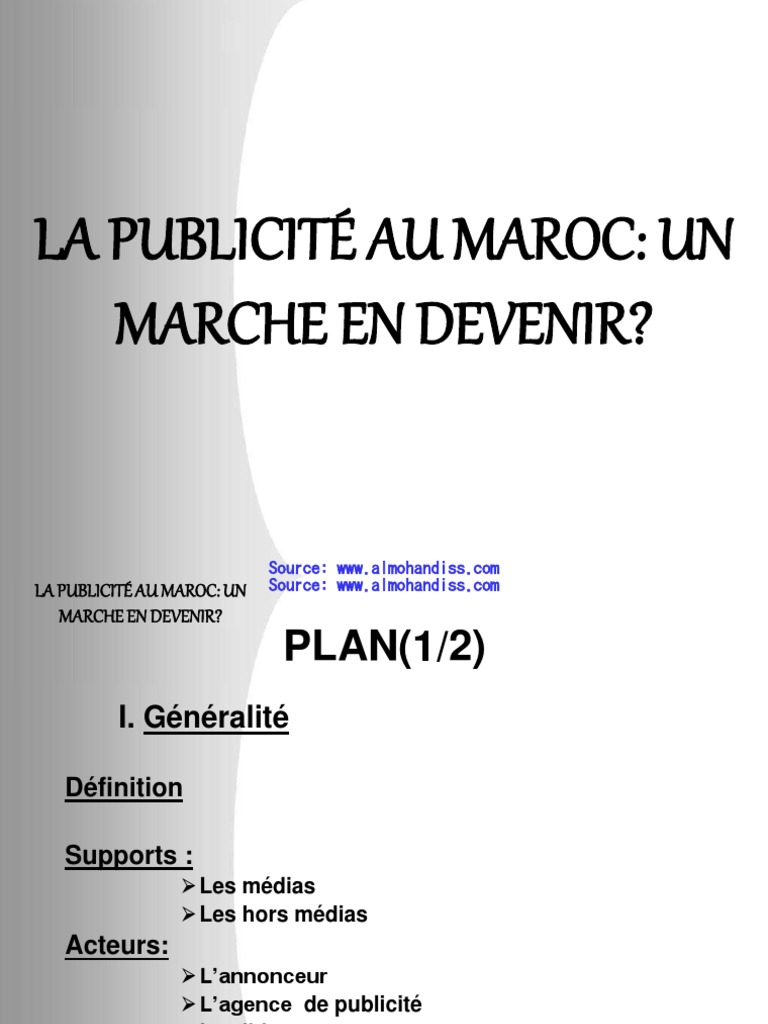 La Publicite Au Maroc Un Marche A Devenir | PDF | Média (Communication ...