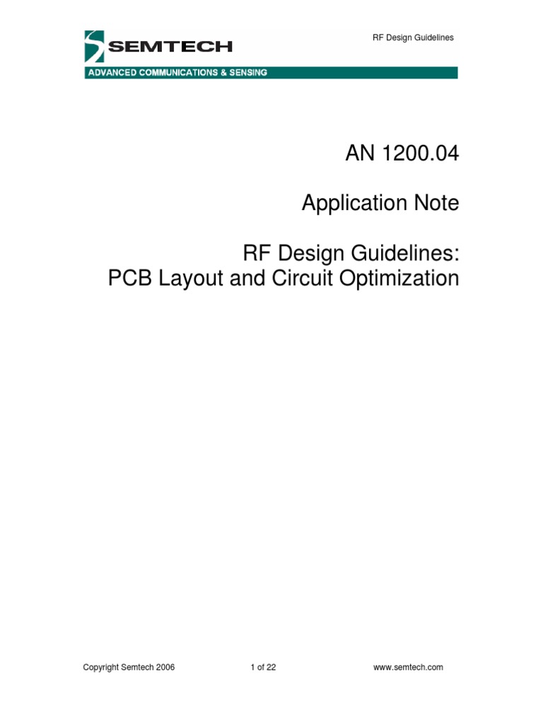 RF Design Guidelines PCB Layout and Circuit Optimization - Semtech | PDF