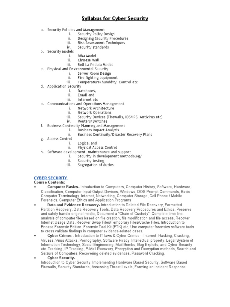Syllabus For Diploma In Cyber Security Computer Forensics Online
