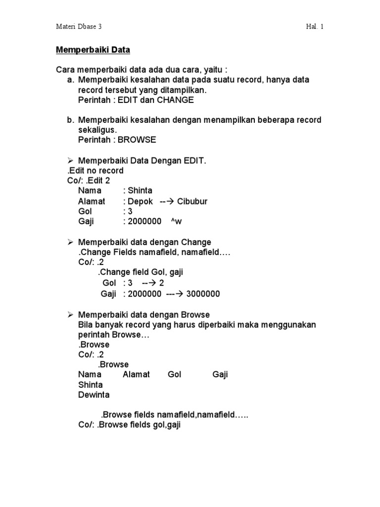 Materi 3 Dbase | PDF