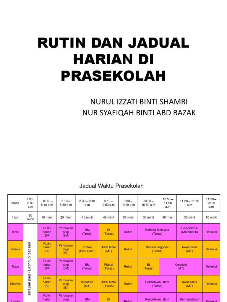 Rutin Harian Di Prasekolah | PDF