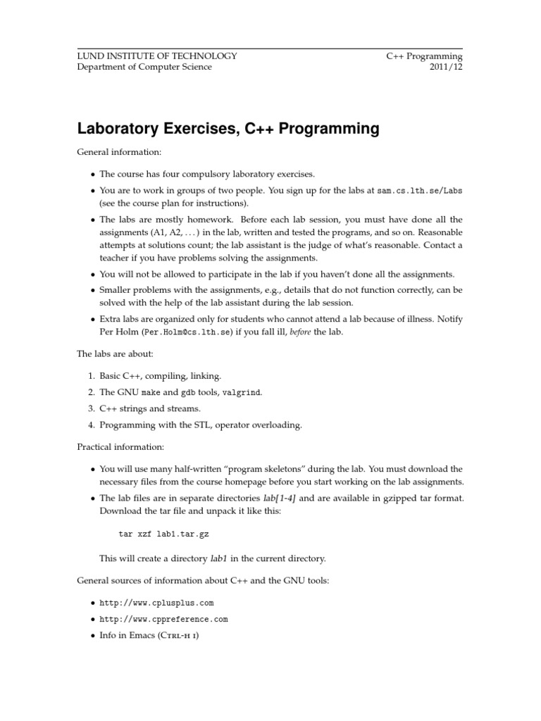 CPP Labs | PDF | Library (Computing) | C (Programming Language)