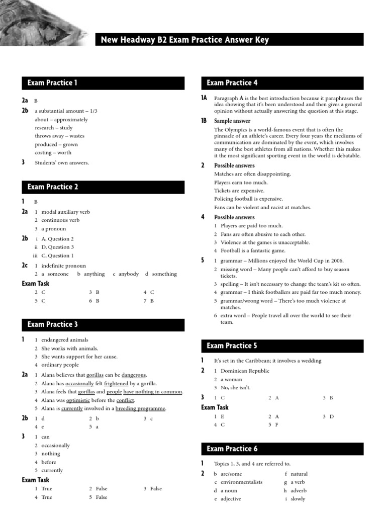 B2 Exam Practice Answer Key | PDF | Obesity | Adjective