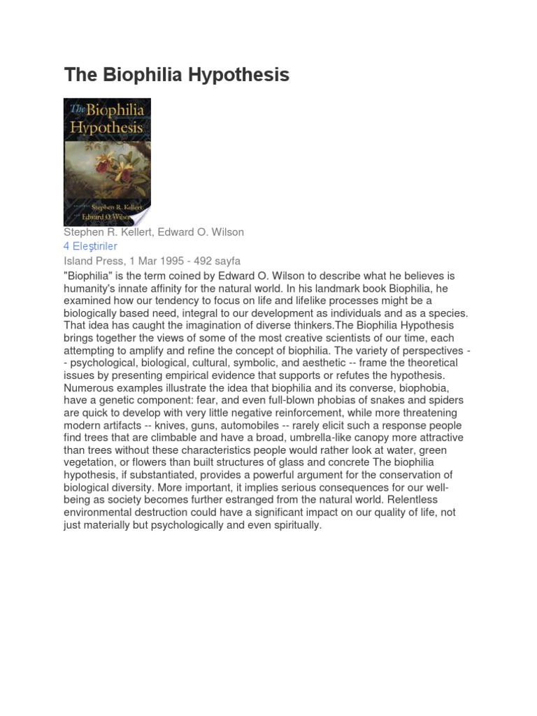 Understanding the Biophilia Hypothesis | PDF | Psychology ...