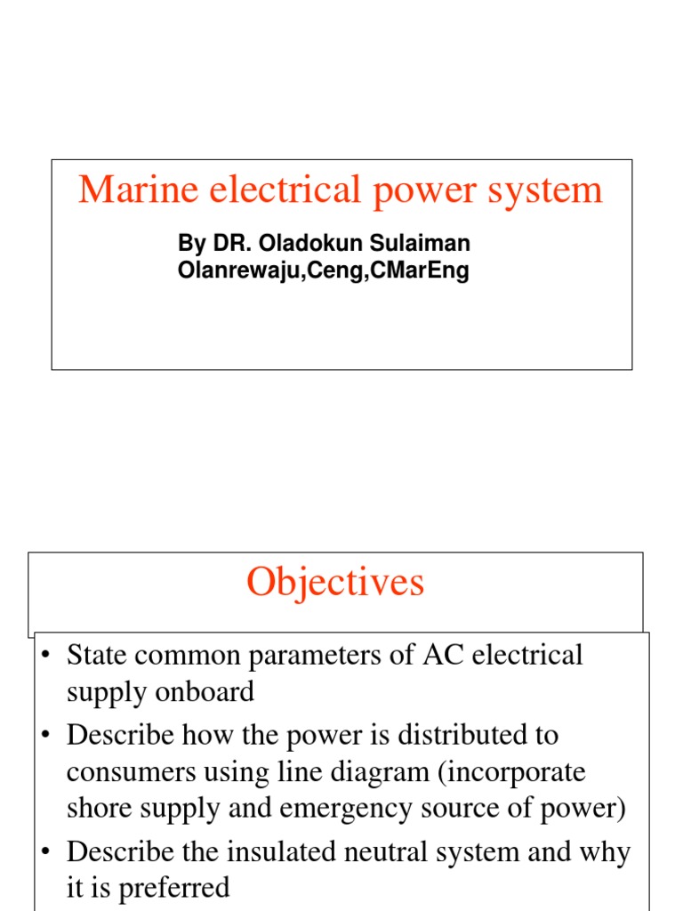 Marine Electrical Power System: by Dr. Oladokun Sulaiman Olanrewaju ...