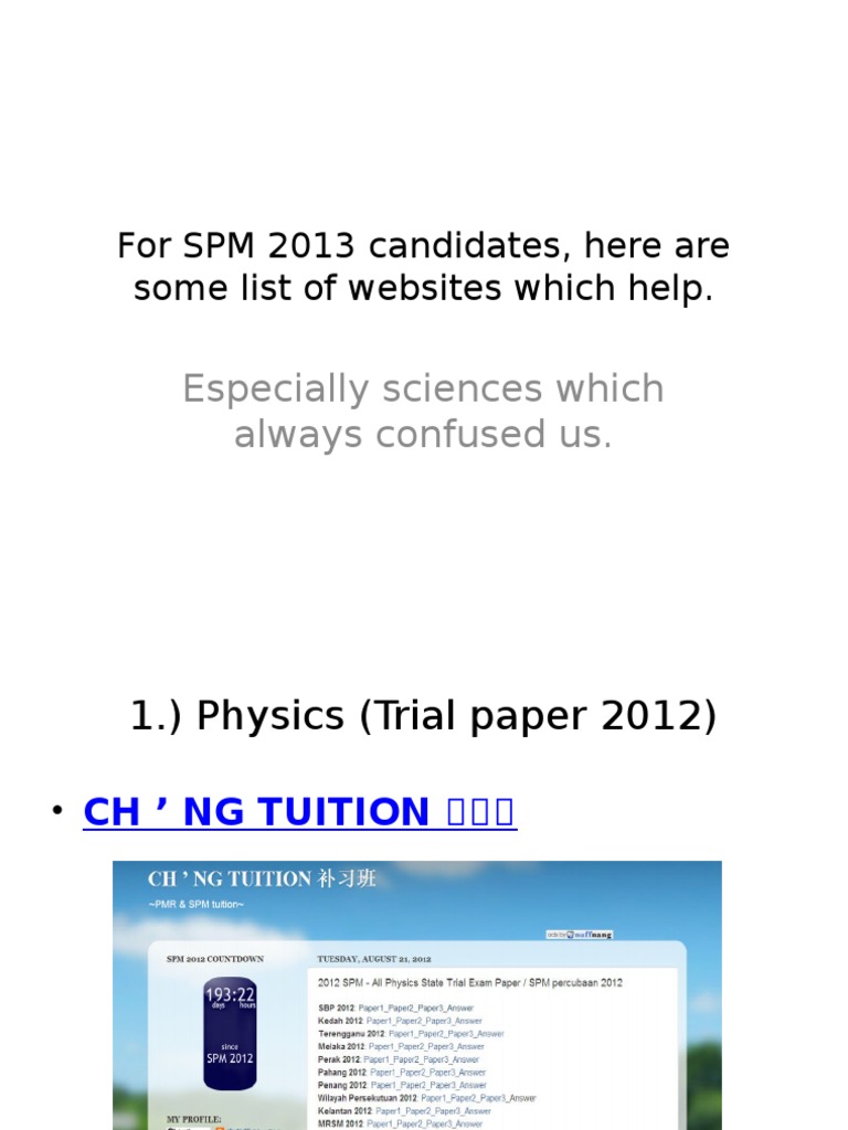 Essential Websites for SPM Science Help | PDF