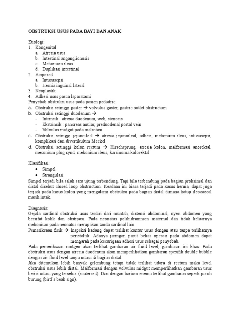 Obstruksi Usus Pada Bayi Dan Anak | PDF